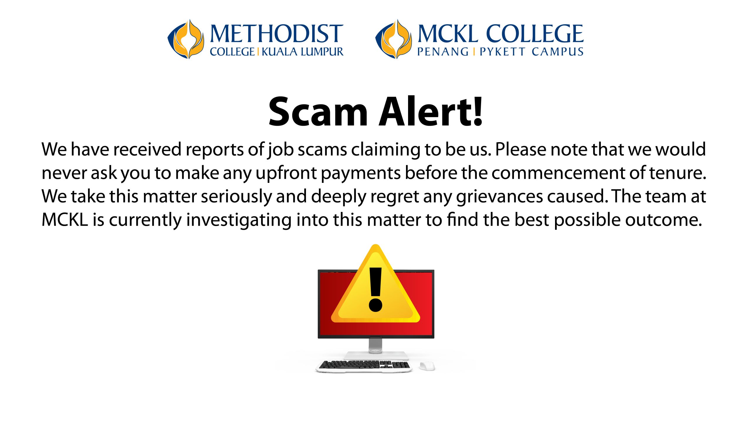 Scam Alert! - MCKL College (Penang, Pykett Campus)