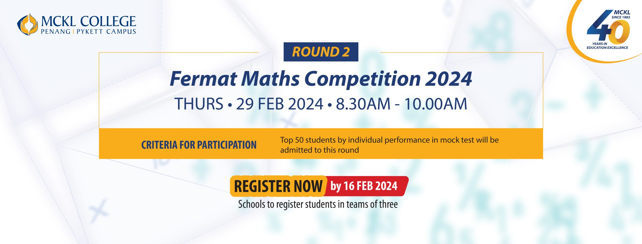 24 February 2024 | Fermat Maths Competition 2024 - MCKL College (Penang ...